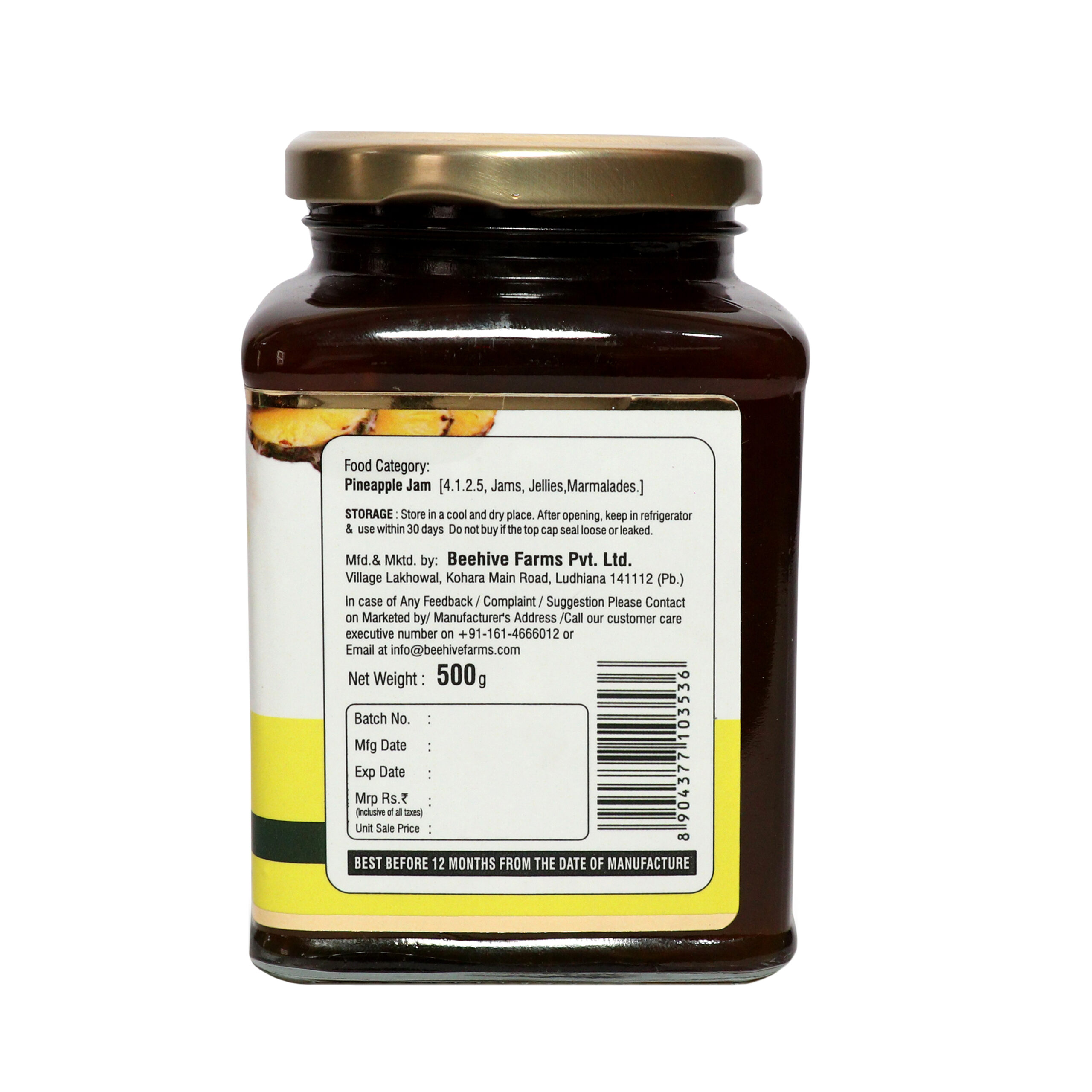Beehive Pineapple honey jam 500gm - Beehive Honey