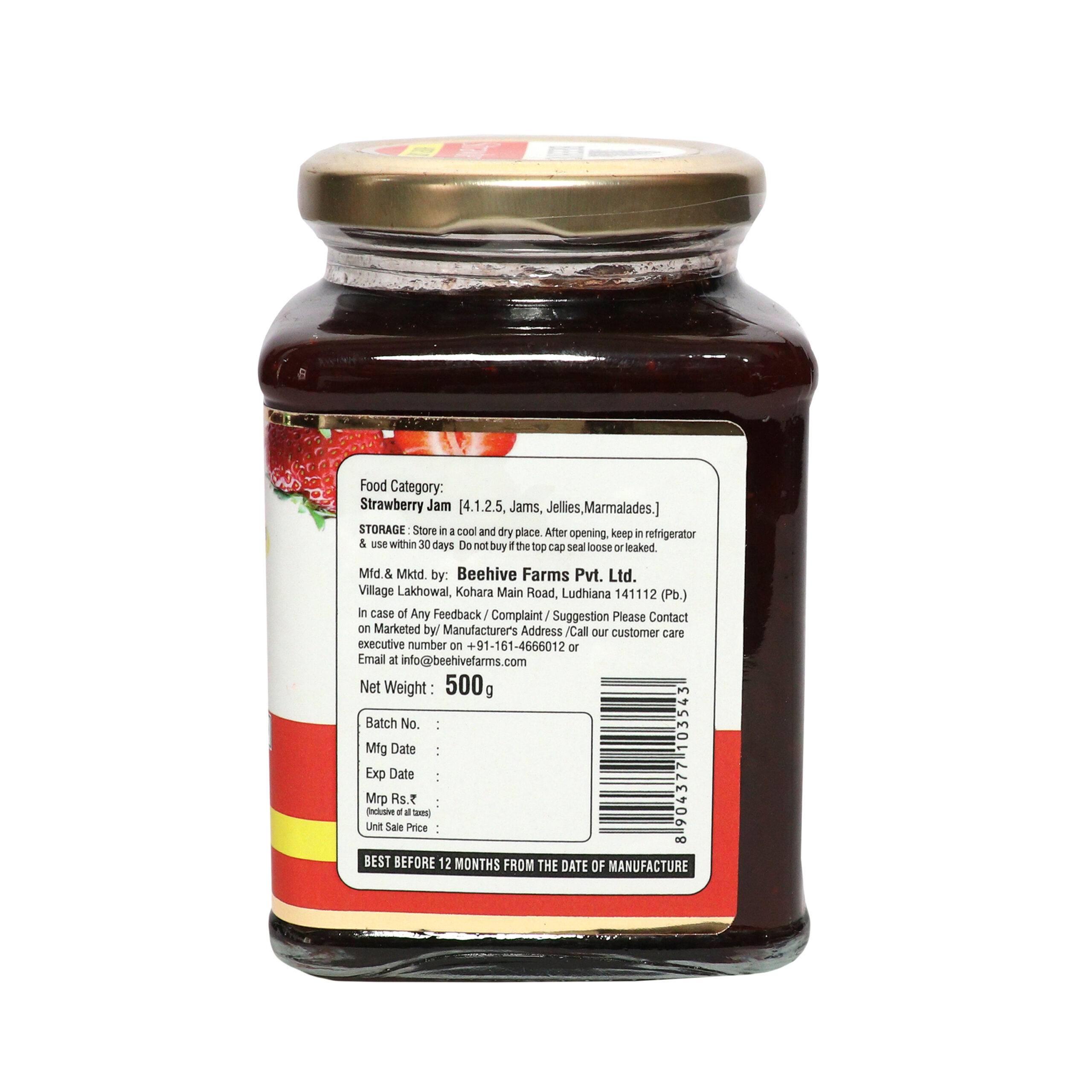 Beehive Strawberry honey jam 500gm - Beehive Honey