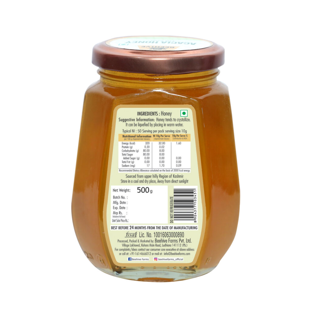 Beehive Acacia Honey Lite 500gm - Beehive Honey